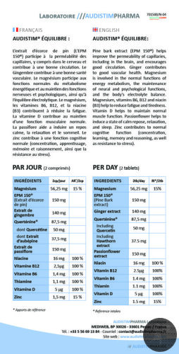 Audistim Équilibre Physique Et Nerveux 60 Comprimés Pelliculés Sécables ...