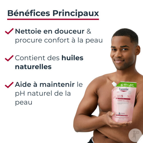 Eucerin pH5 Gel-Huile Douche Peaux Sèches Et Sensibles Recharge 400ml ...