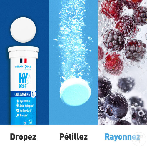 Granions Hydrop Pastilles Hydratation Framboise/Cassis Collagène 19 ...