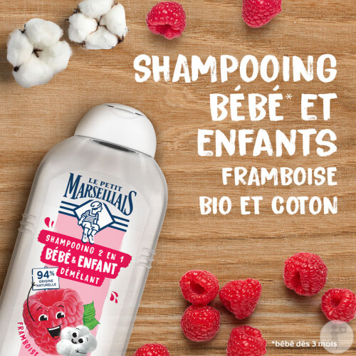 Le Petit Marseillais Shampoing 2en1 Démêlant Bébé Et Enfant Framboise ...