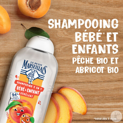Le Petit Marseillais Shampoing 2en1 Démêlant Bébé Et Enfant Pêche ...