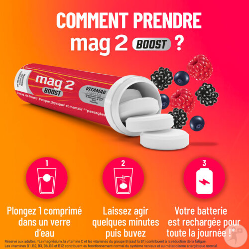 Mag2 Boost 20 Comprimés Effervescents | Newpharma