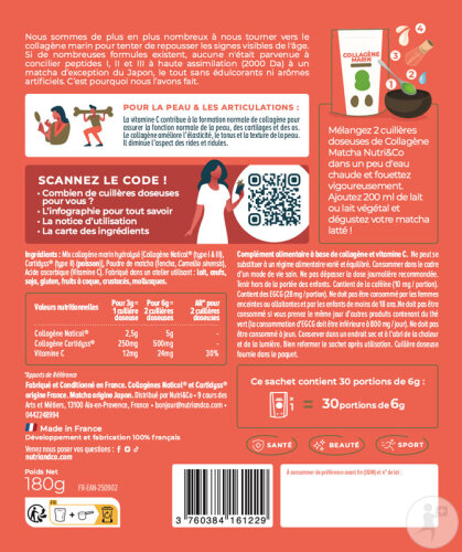 Nutri&Co Collagène Marin Type 1/2/3 Peau Et Articulations Goût Matcha ...