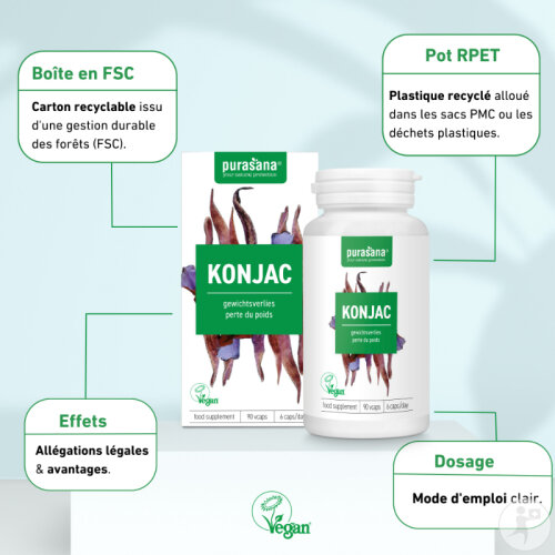 Purasana Konjac Extrait 530mg Complément Alimentaire Perte Du Poids 90 ...