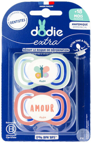 Dodie Fopspenen +18 Maanden Duo Dag Extra Smile Roze F4 2 Stuks | Newpharma