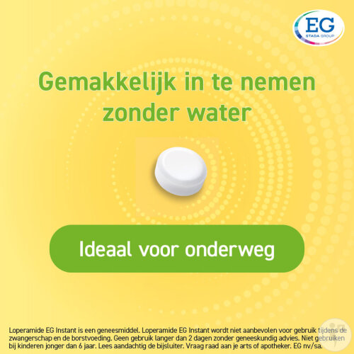 Loperamide EG Instant 2mg Tegen Diarree 60 Orodispergeerbare Tabletten ...