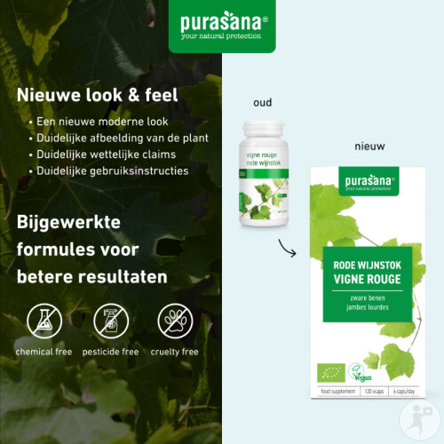 Purasana Rode Wijnstok Zware Benen Bio 120 Capsules | Newpharma