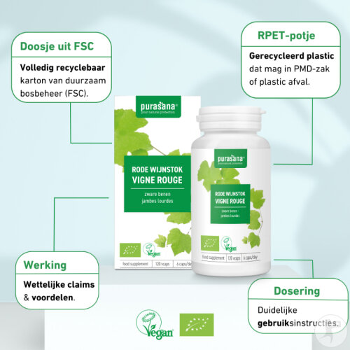 Purasana Rode Wijnstok Zware Benen Bio 120 Capsules | Newpharma