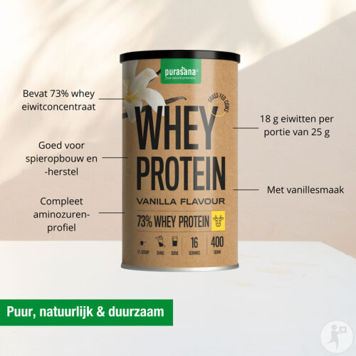 Purasana Eiwit Proteine Poeder Vanille 400g | Newpharma